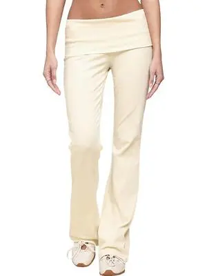 EDIKTED Ivanne Foldover Flared Pants - Yellow