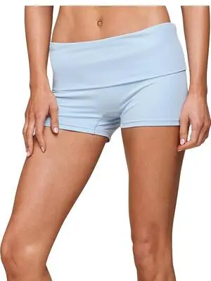 EDIKTED Soraia Foldover Biker Shorts - Light-blue