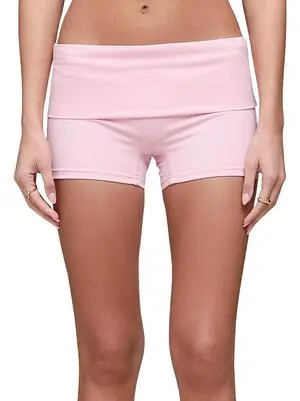 EDIKTED Soraia Foldover Biker Shorts - Pink