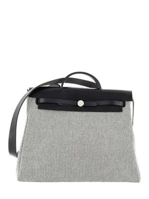 Hermès 39 Herbag Zip Criss Viking Toile And Leather - Black