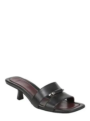 Vince Piper Kitten Heel Slides - Black