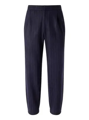 Sease Tapered Pinstriped Wool-blend Trousers - Blue