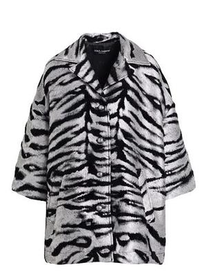Dolce & Gabbana Single-breasted Zebra-print Coat - Silver