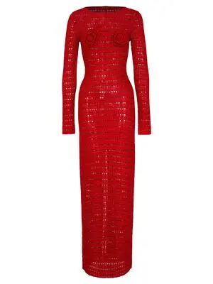 SAME Rosette Crochet Maxi Dress - Red
