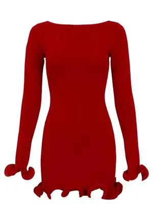 SAME Ruffle Hem Mini Dress - Red
