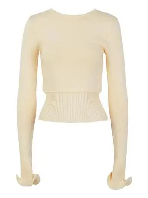 SAME Ruffle Hem Sweater In Viscose Knit - Cream