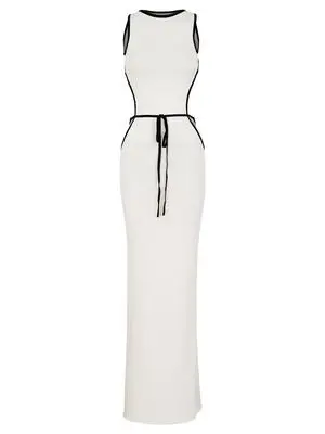 SAME Open Back Tie Maxi Dress - Cream/black