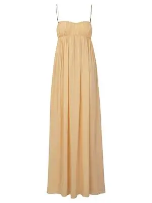 SAME Ruched Chiffon Empire Waist Gown - Gold