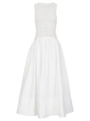 SAME French Lace Poplin Dress - White
