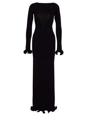 SAME Long-sleeve Ruffled Maxi Dress - Black