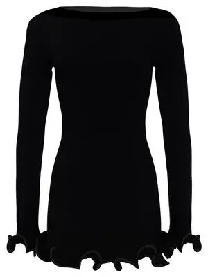 SAME Ruffle Hem Mini Dress - Black