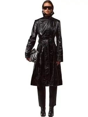 SAME The Leather Trench Coat - Black