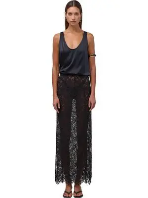 SAME Lace Maxi Skirt With Scalloped Hem - Black
