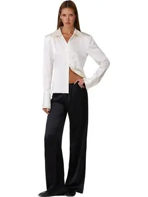 SAME Silk Wide Leg Pant - Black