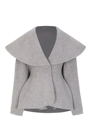 SAME Sculptural Wool Coat With Oversized Lapels - Gray