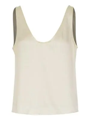 SAME Silk Tank Top With Deep U-neckline - Cream