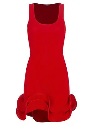SAME Double Ruffle Hem Mini Dress - Red