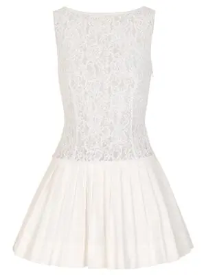 SAME Lace Poplin Mini Dress - White