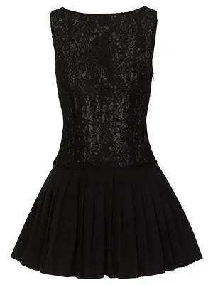 SAME Lace Poplin Mini Dress - Black