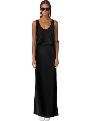 SAME Silk Maxi Skirt - Black