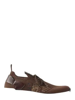 Berluti Shadow Logo-embroidered Leather-trimmed Stretch-knit Sneakers - Brown