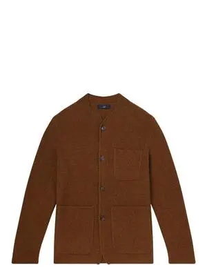 Dunhill Ribbed Camel Wool, Lambswool And Cashmere-blend Cardigan - Brown