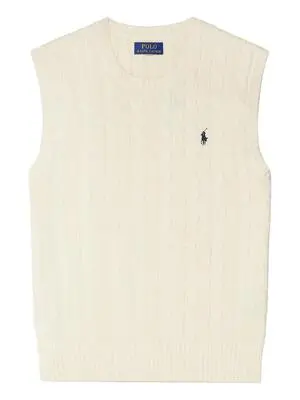 Polo Ralph Lauren Logo-embroidered Cable-knit Cotton Vest - Neutrals