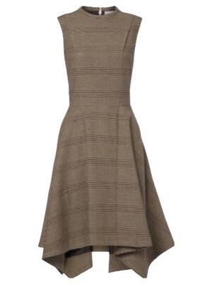PATOU Asymmetric Prince Of Wales Midi Dress - Brown