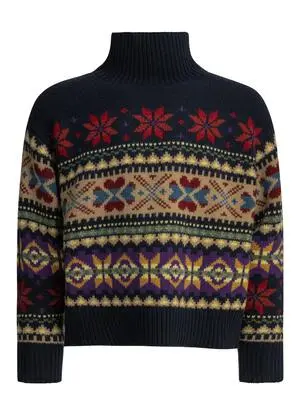Polo Ralph Lauren Wool And Cashmere Fair Isle Turtleneck Sweater - Navy Multi