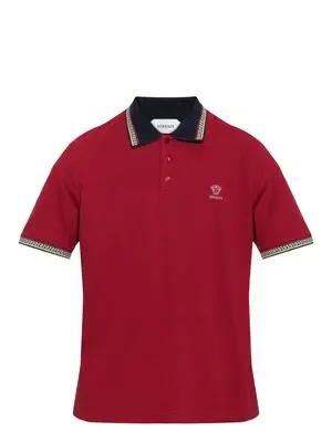 Versace Greca-trim Embroidered Polo Shirt - Red