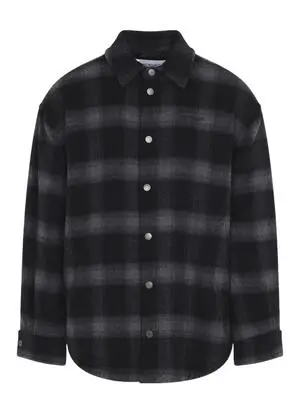 Off-White Plaid Shirt Jacket - Black