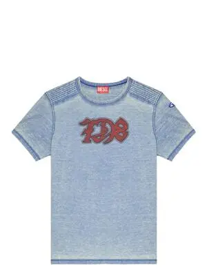 DIESEL® Burnout T-shirt With D78 Print - Light Blue