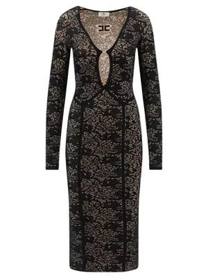 ELISABETTA FRANCHI Elisabetta Franchi Long Sleeved Cut-Out Midi Dress