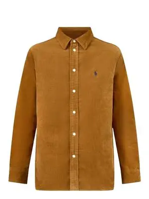 Polo Ralph Lauren Corduroy Long Sleeve Shirt With Embroidered Pony Logo - Brown
