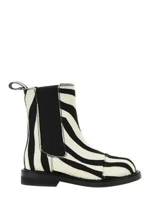 Moschino Zebra Print Ankle Boots - White/black