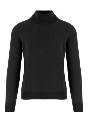 Tagliatore Long-sleeved High Neck Ribbed Knit Sweater - Black