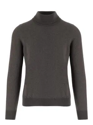 Tagliatore Long-sleeved High Neck Ribbed Knit Sweater - Black