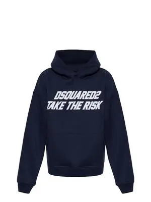 Dsquared2 Relaxed-fit Slogan Print Hoodie - Navy Blue