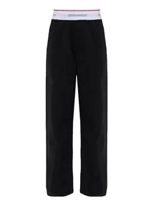 Dsquared2 Wide Leg Elastic Waist Trousers - Black