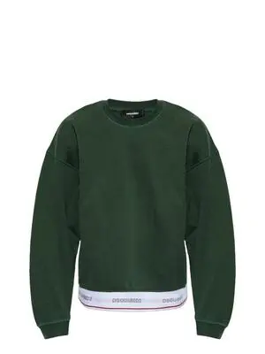 Dsquared2 Long Sleeve Crewneck Sweatshirt With Logo Hem - Green