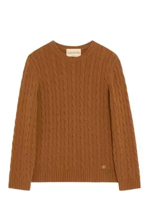 Valentino Garavani Cashmere Cable Knit Sweater - Brown