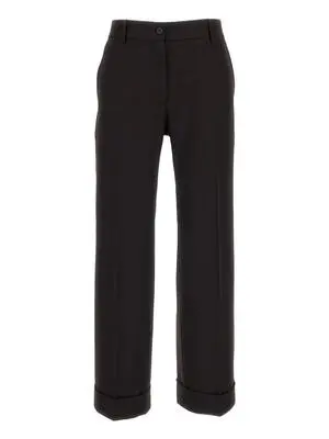 Alberto Biani Straight-leg Tailored Pants With Button And Zipper Closure - Brown