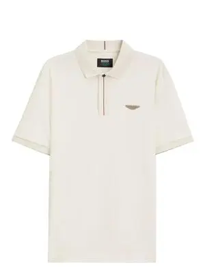 Hugo Boss Zip-fastening Regular-fit Polo Shirt - Natural Color