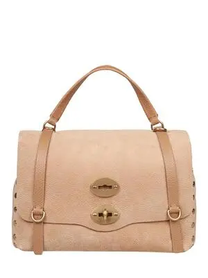 ZANELLATO Zanellato Flap Shoulder Bag With Turn Lock And Rivet Embellishments Beige