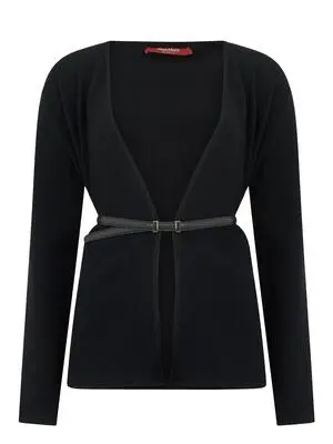 Max Mara Long-sleeve Knit Top With Adjustable Belt - Black