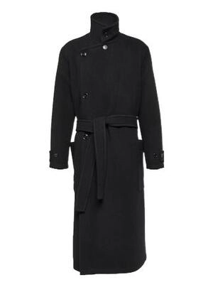 LEMAIRE Double-faced Wool High-neck Coat - Black