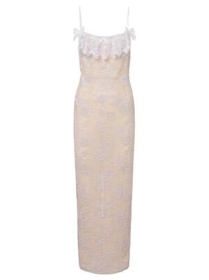 Alessandra Rich Ruffled Sequined Lace Maxi Dress - Grey