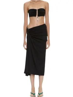 Christopher Esber Crystal-clasp Cascade Midi Skirt - Black