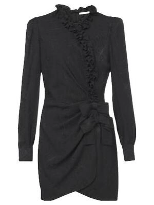 Alessandra Rich Ruffled Silk Ripple Mini Dress - Black