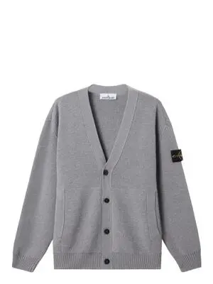 Stone Island Stone Island Loose-Fit V-Neck Cardigan With Pockets Ashes
